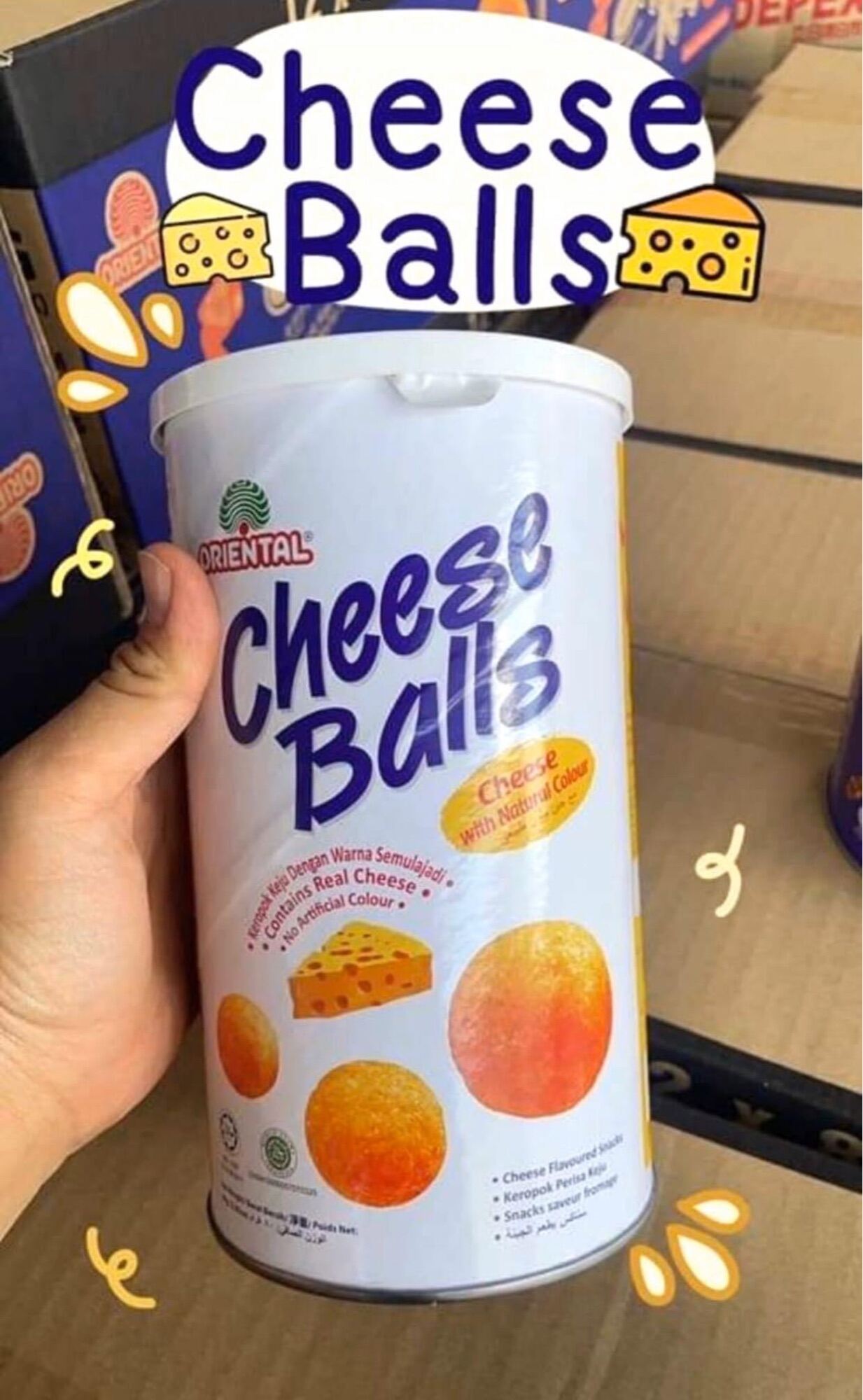 Cheese Balls และ Cheese Ring แบบกระป๋อง ขนมข้าวโพดอบกรอบเคลือบด้วยผงชีส ...
