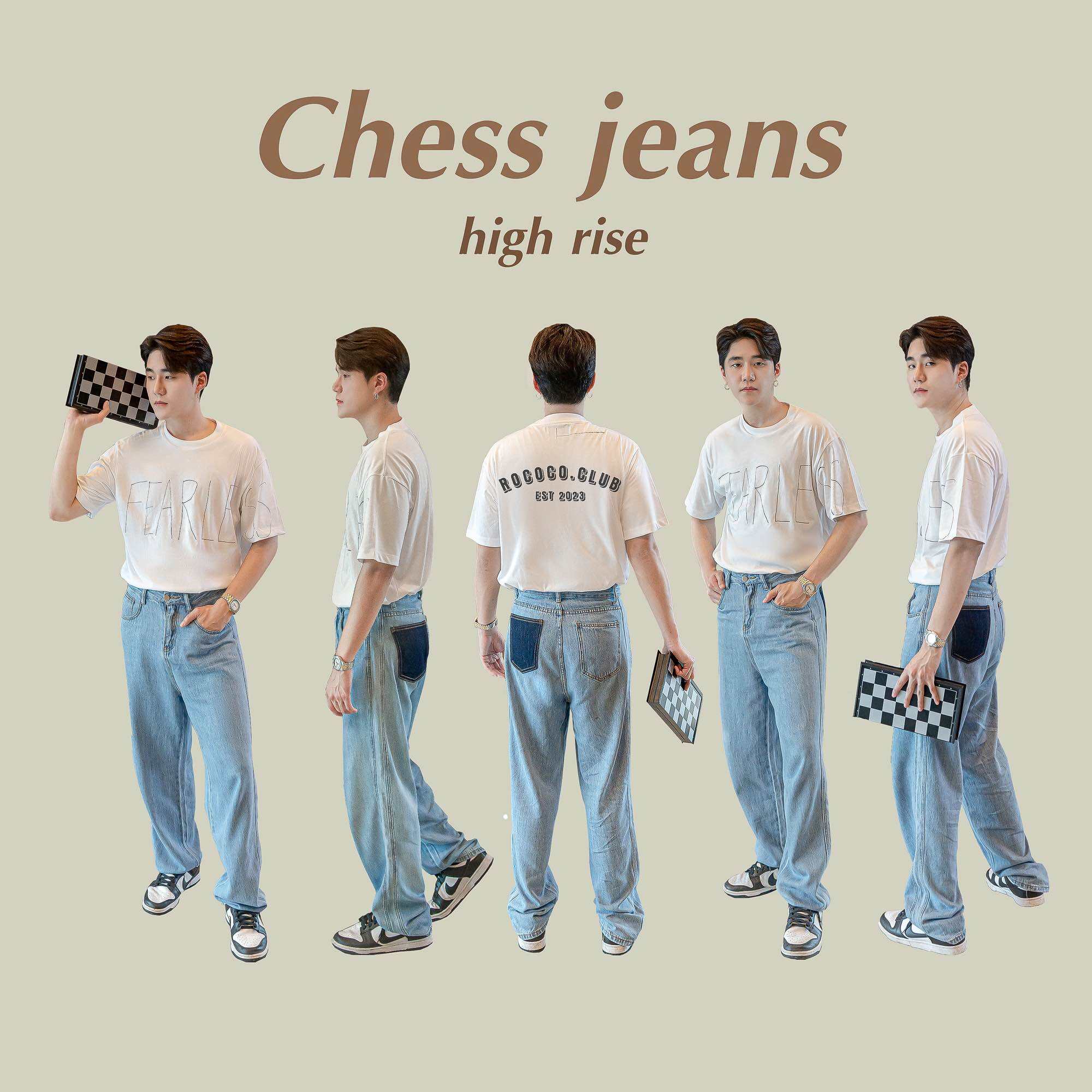 New collection !! กางเกงยีนส์เอวสูง Rococo Chess jeans (ถ่ายจากสินค้า ...