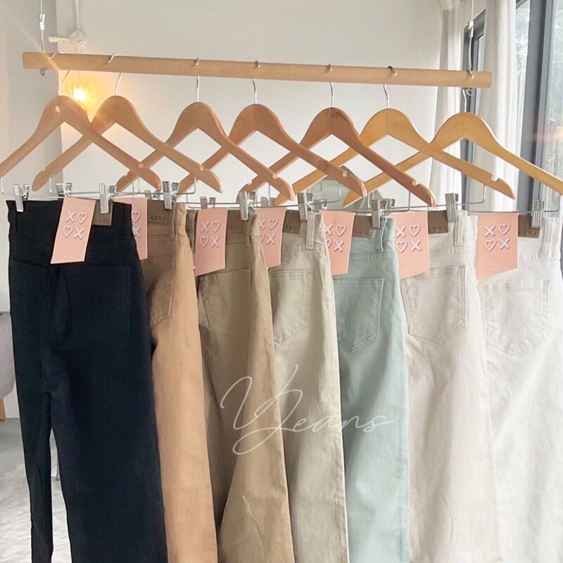 V-JEANSป้าย️️ พร้อมส่ง กางเกงยีนส์เอวสูง ขายาวใส่แล้วดูสูงเก็บพุง - NET ...