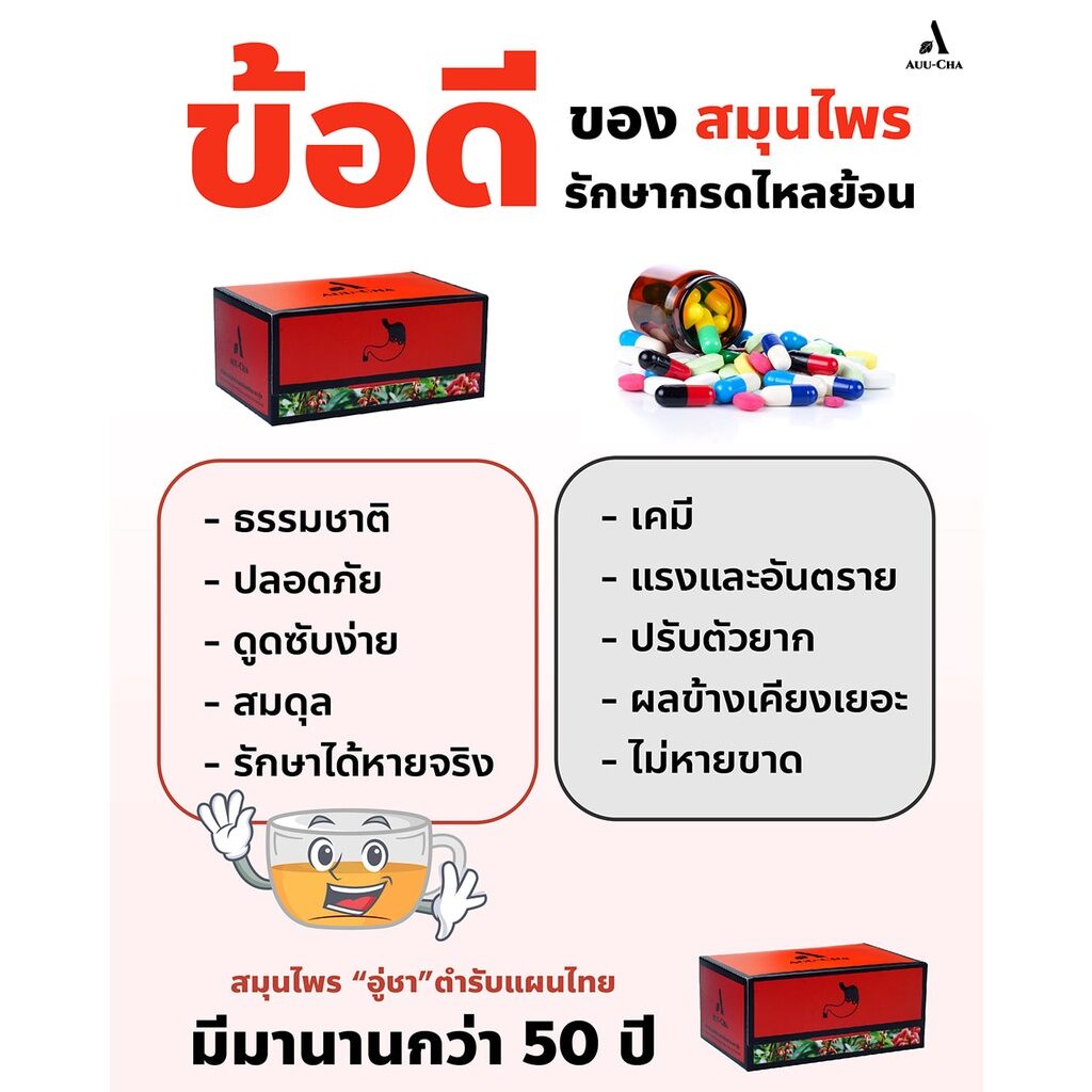 Auu-Cha อู่ชา ชาลดกรดไหลย้อน ชาแก้กรดไหลย้อน สมุนไพรลดกรดไหลย้อน ...