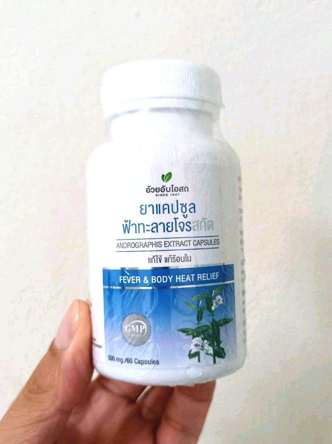 ฟ้าทะลายโจรสกัด 60 แคปซูล อ๊วยอัน ฟ้าทะลายโจร Andrographolide Extract ...