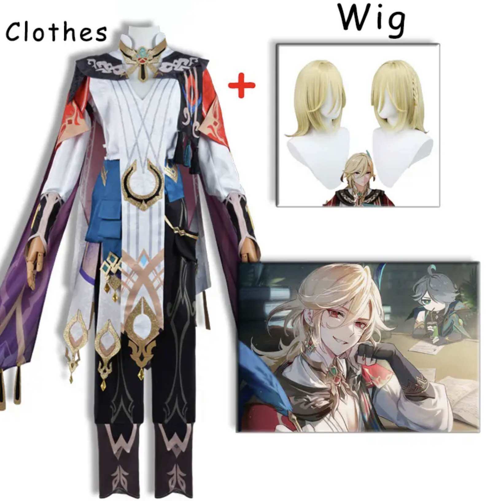 ชุดคอสเพลย์ เกม Genshin Impact Cosplay Kaveh Costume Battle Uniform Wig ...