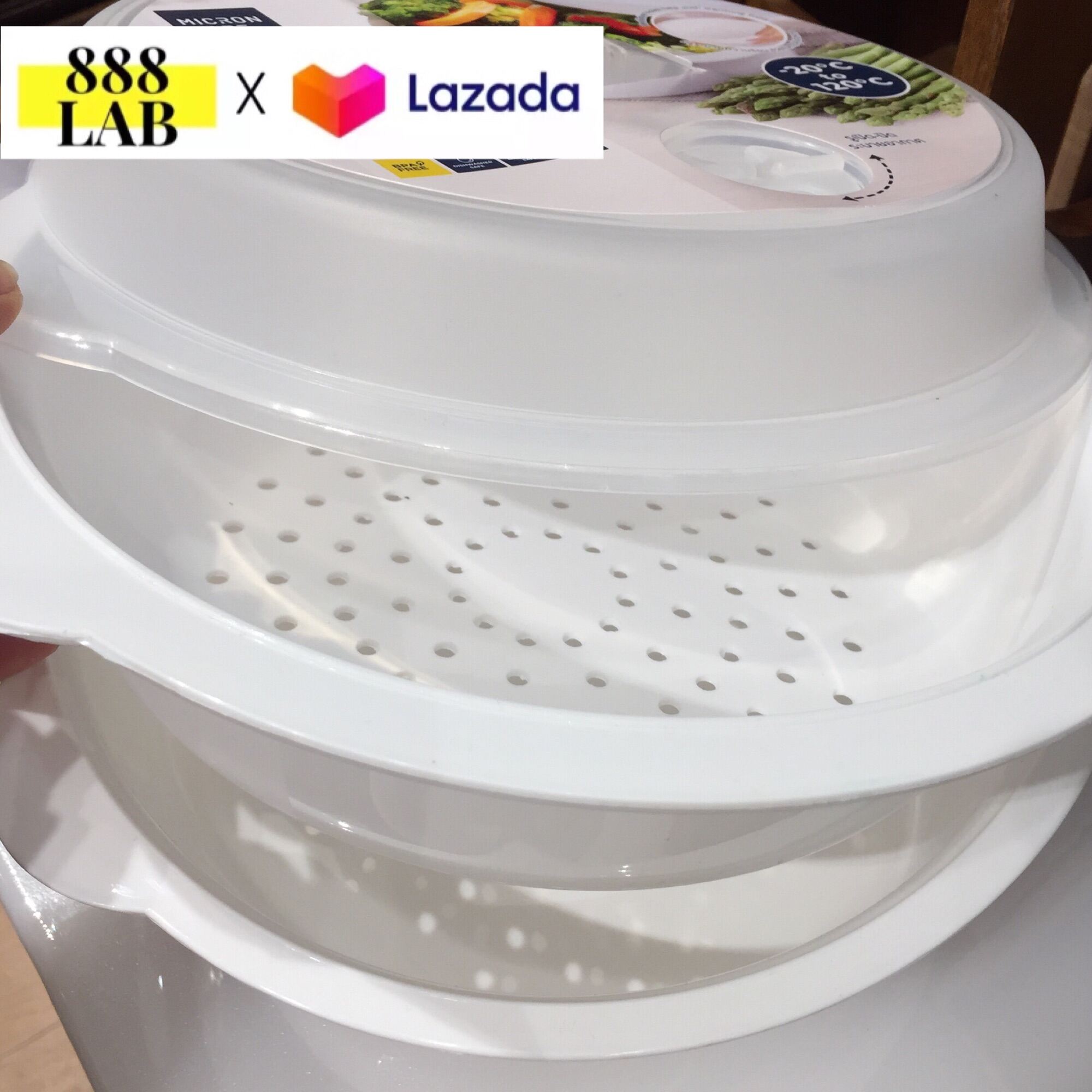 Micron ware รุ่น 5096 ชามอุ่นอาหารกล่องอุ่นอาหารในไมโครเวฟ ขนาดใหญ่สองชั้น 24.7x12cm รับอุณหภูมิ ...