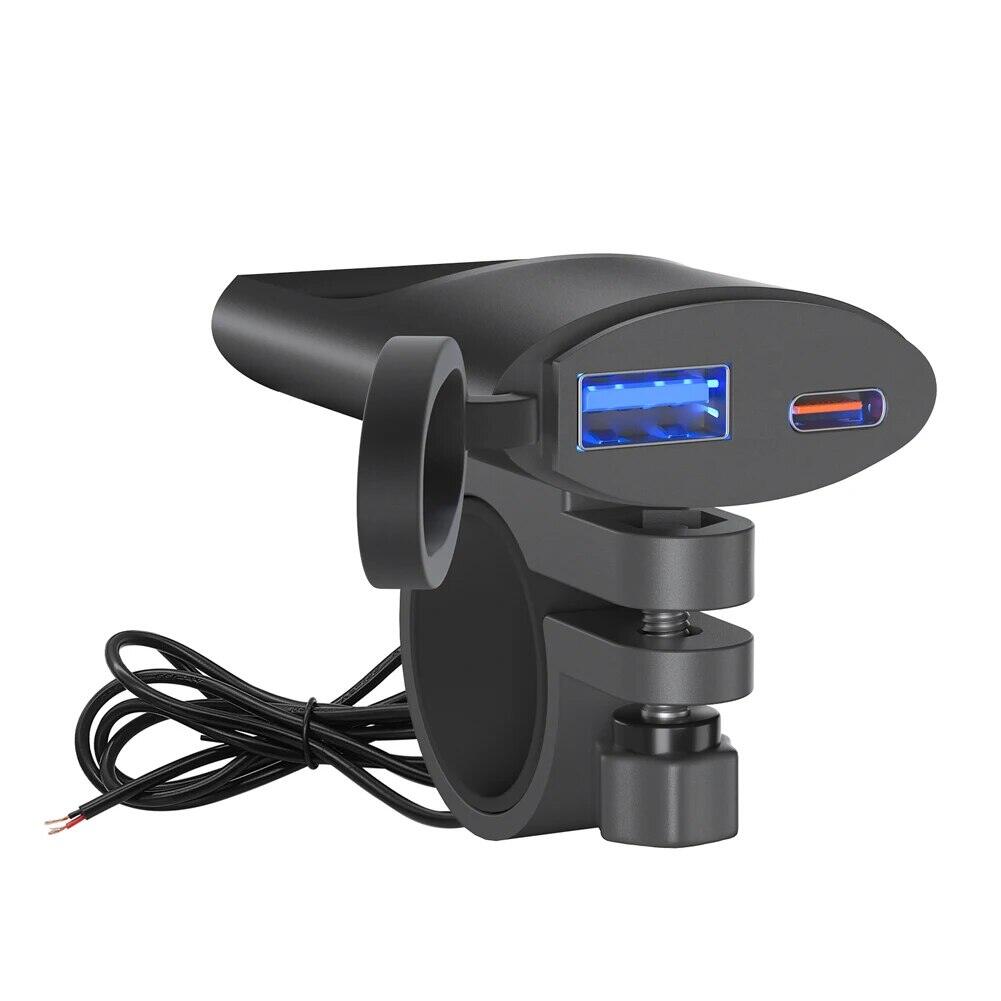 มอเตอร์ไซค์ USB สวิตช์อัตโนมัติ DC 12V-24V Charger sepeda Motor USB ...