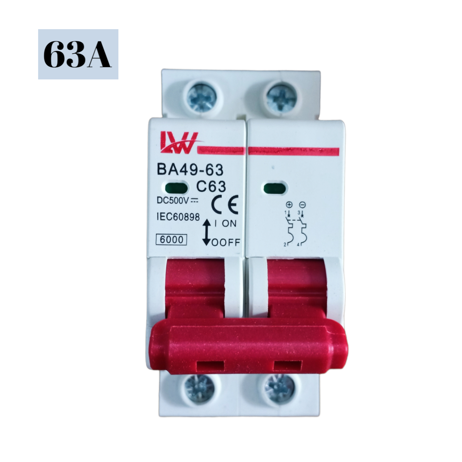 เบรกเกอร์ DC 63 2P 500 โวล์ BA49-63 DC C 63 สำหรับงาน Solar Cell ...