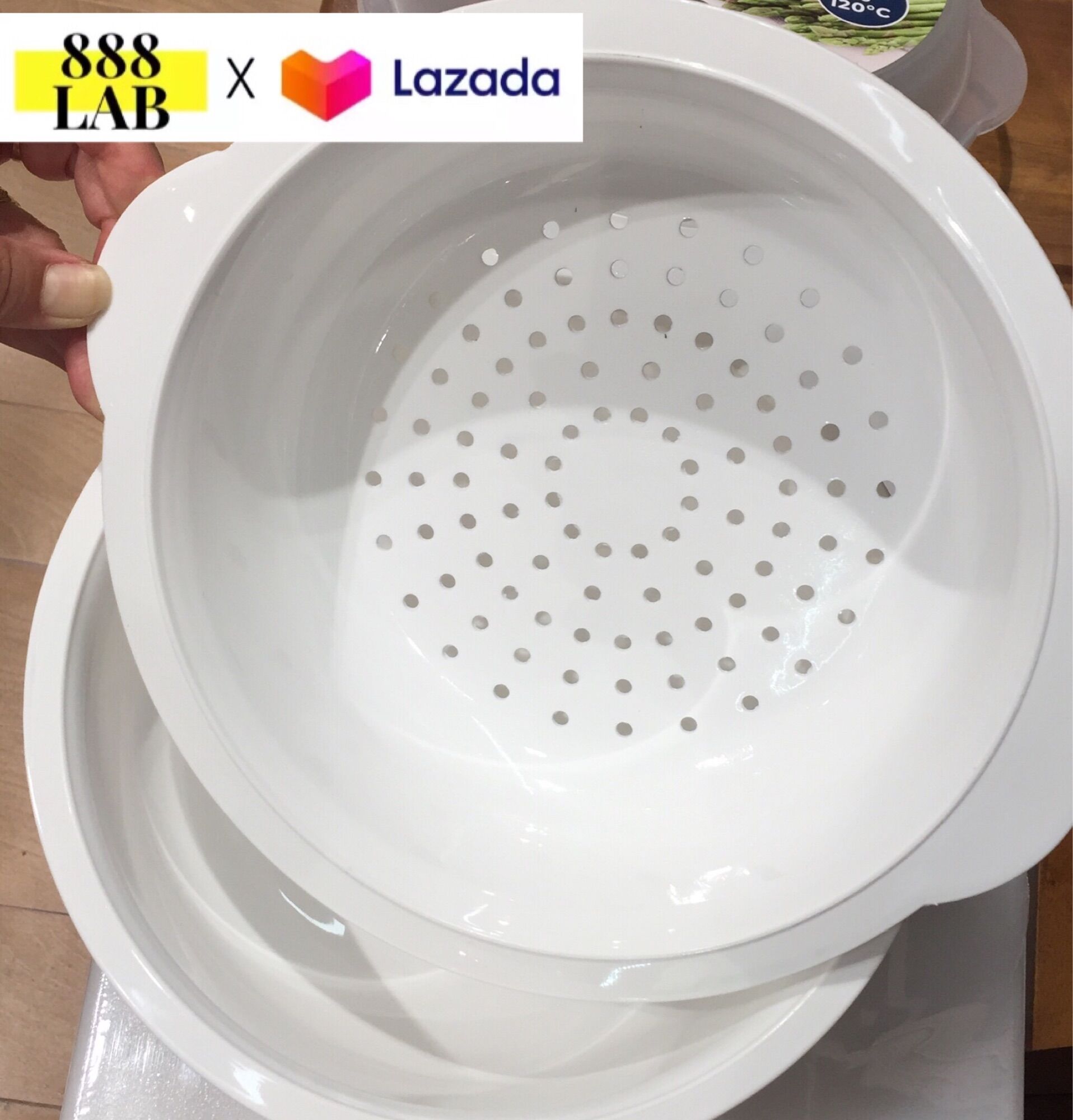 Micron ware รุ่น 5096 ชามอุ่นอาหารกล่องอุ่นอาหารในไมโครเวฟ ขนาดใหญ่สองชั้น 24.7x12cm รับอุณหภูมิ ...