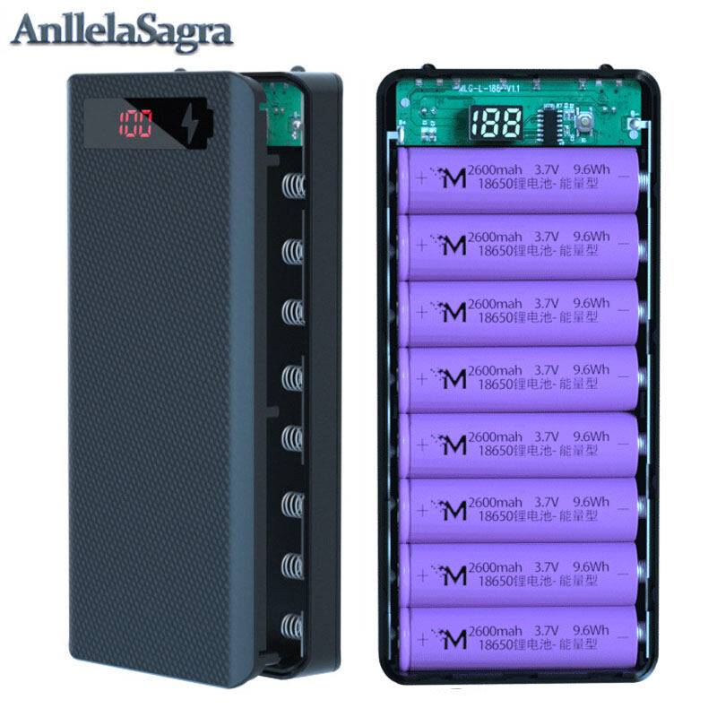 818650 Power Bank กรณีแบตเตอรี่ Dual USB ประเภท C ชาร์จ DIY สำหรับ ...