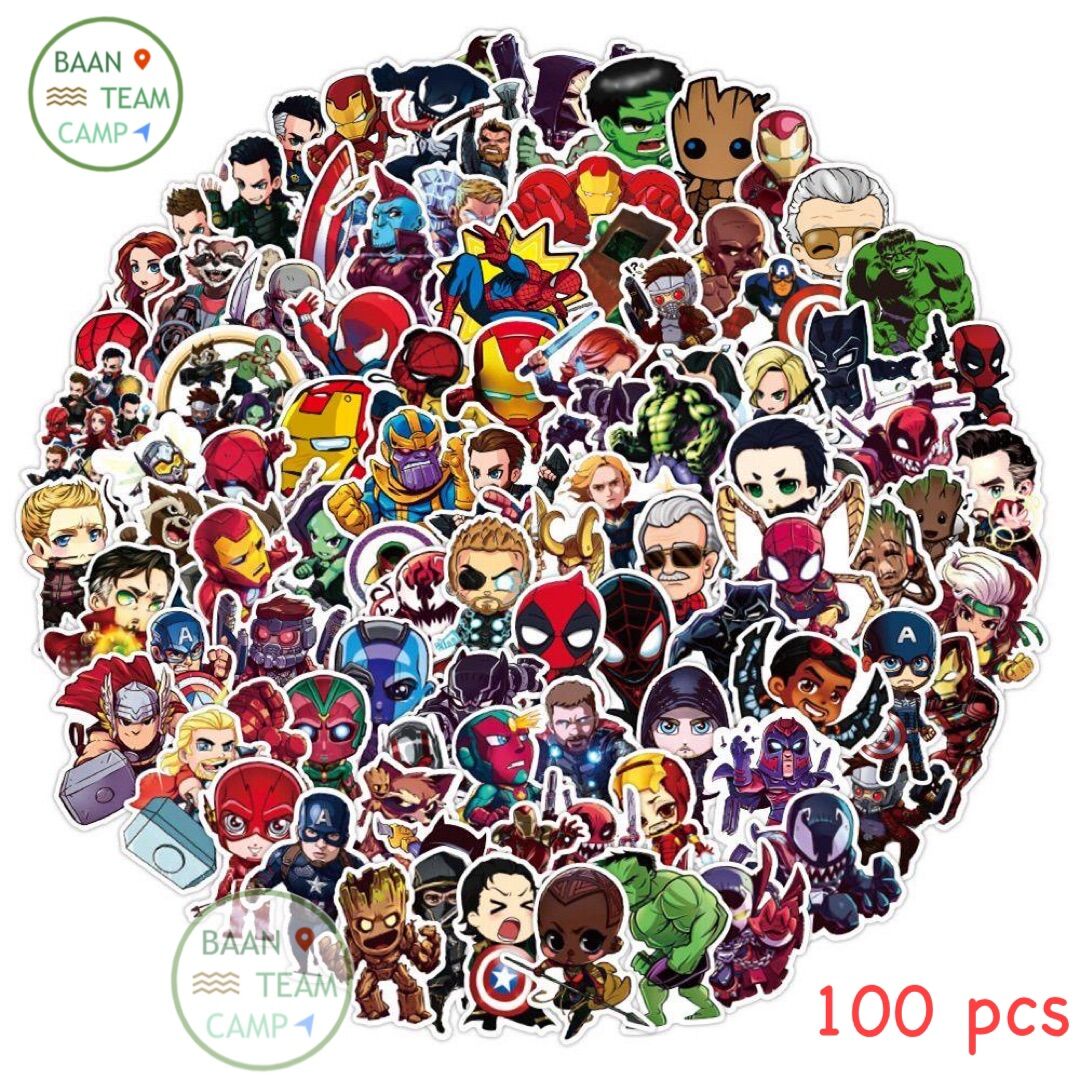 สติ๊กเกอร์ Avengers 176 อเวนเจอร์ส 100ชิ้น Marvel ironman Hulk ไอรอนแมน ...