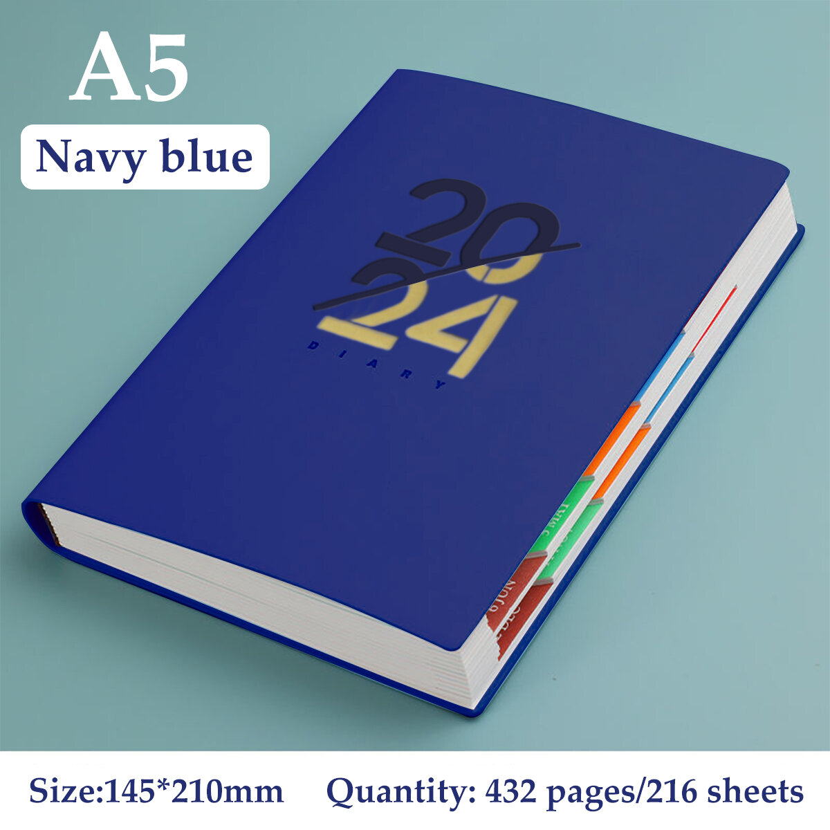 สมุดแพลนเนอร์2024มกราคม-ธ.ค. สมุดจดภาษาสเปน/ภาษาอังกฤษ A5 PU ปกหนังวาระ ...