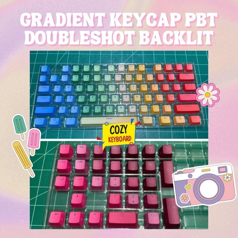 [cozy.keyboard] 104 Keys Gradient Keycap PBT Doubleshot Backlit KeyCaps ...