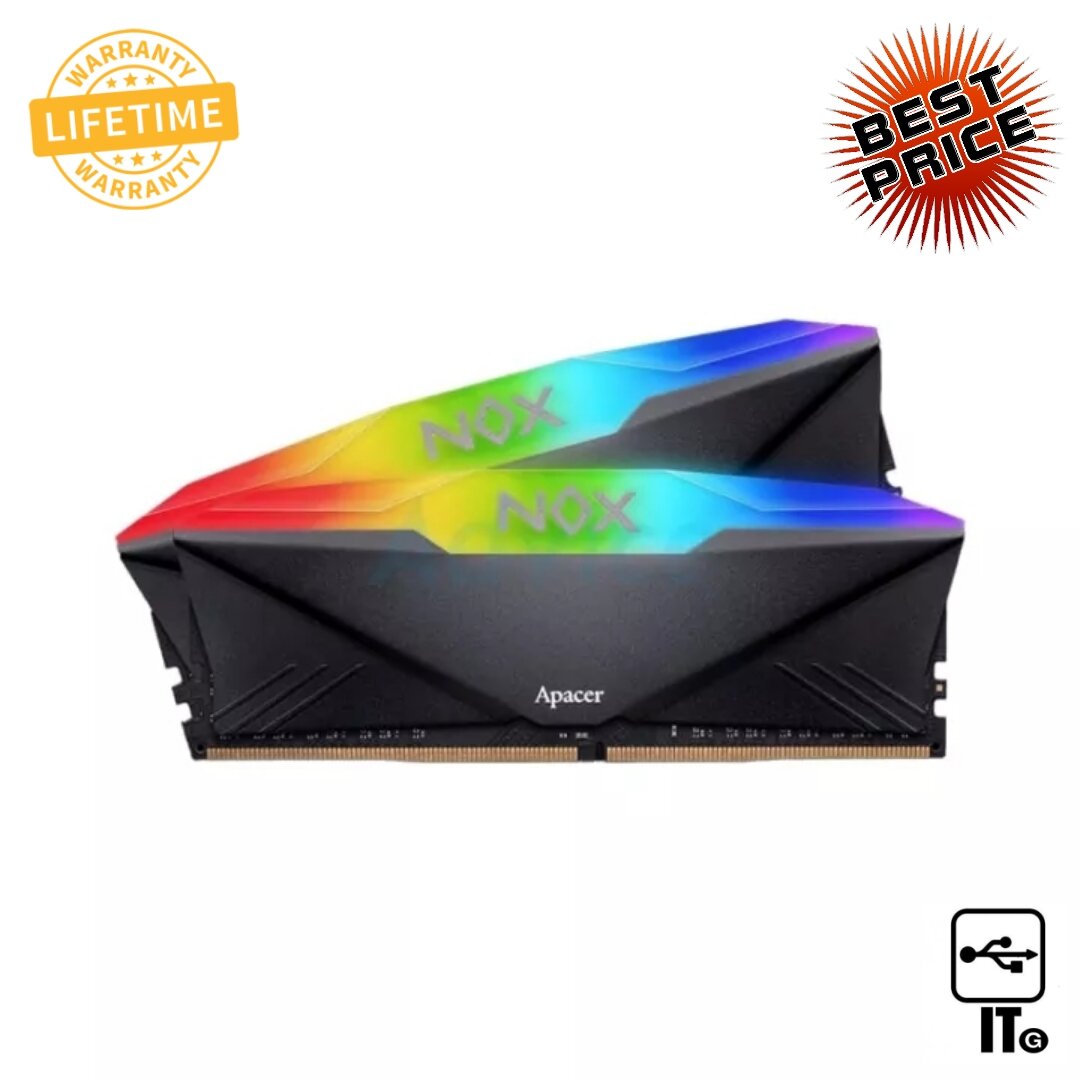 RAM DDR4(3200) 16GB (8GBX2) APACER NOX RGB BLACK ประกัน LT. เเรม เเรม ...