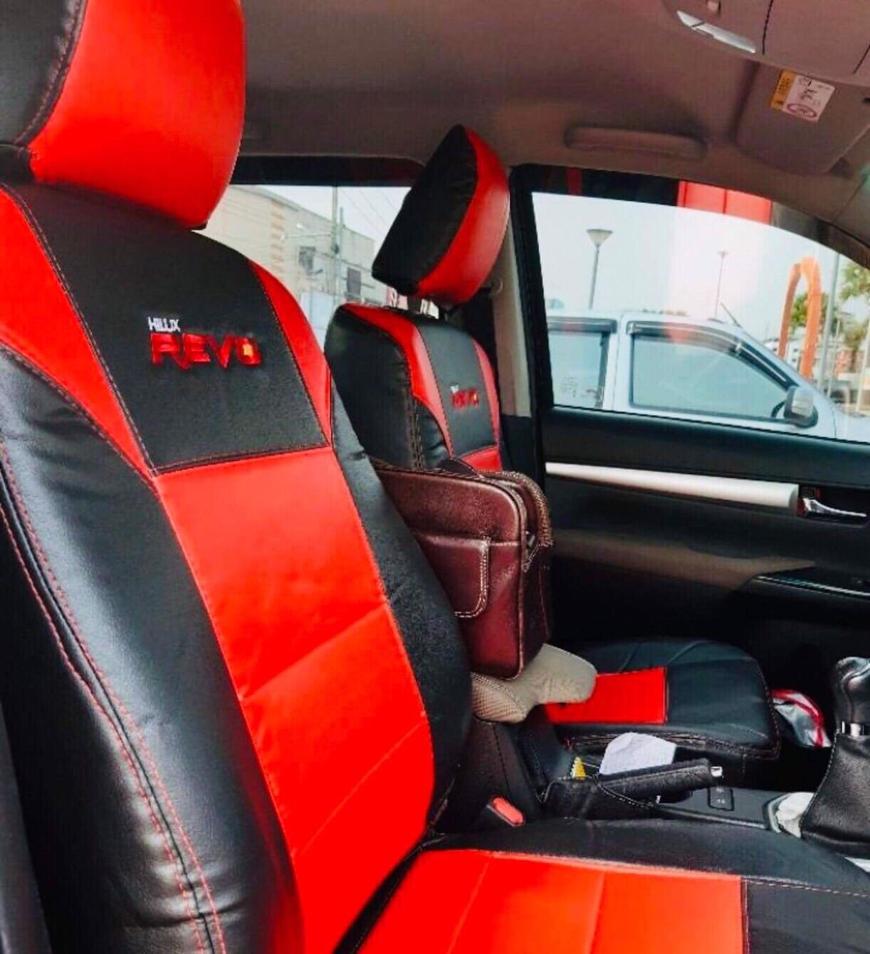 Revo ชุดหุ้มเบาะแบบสวมทับ รีโว่ คู่หน้า (ดำ-แดง) เบาะ รถ หุ้ม เบาะ ...
