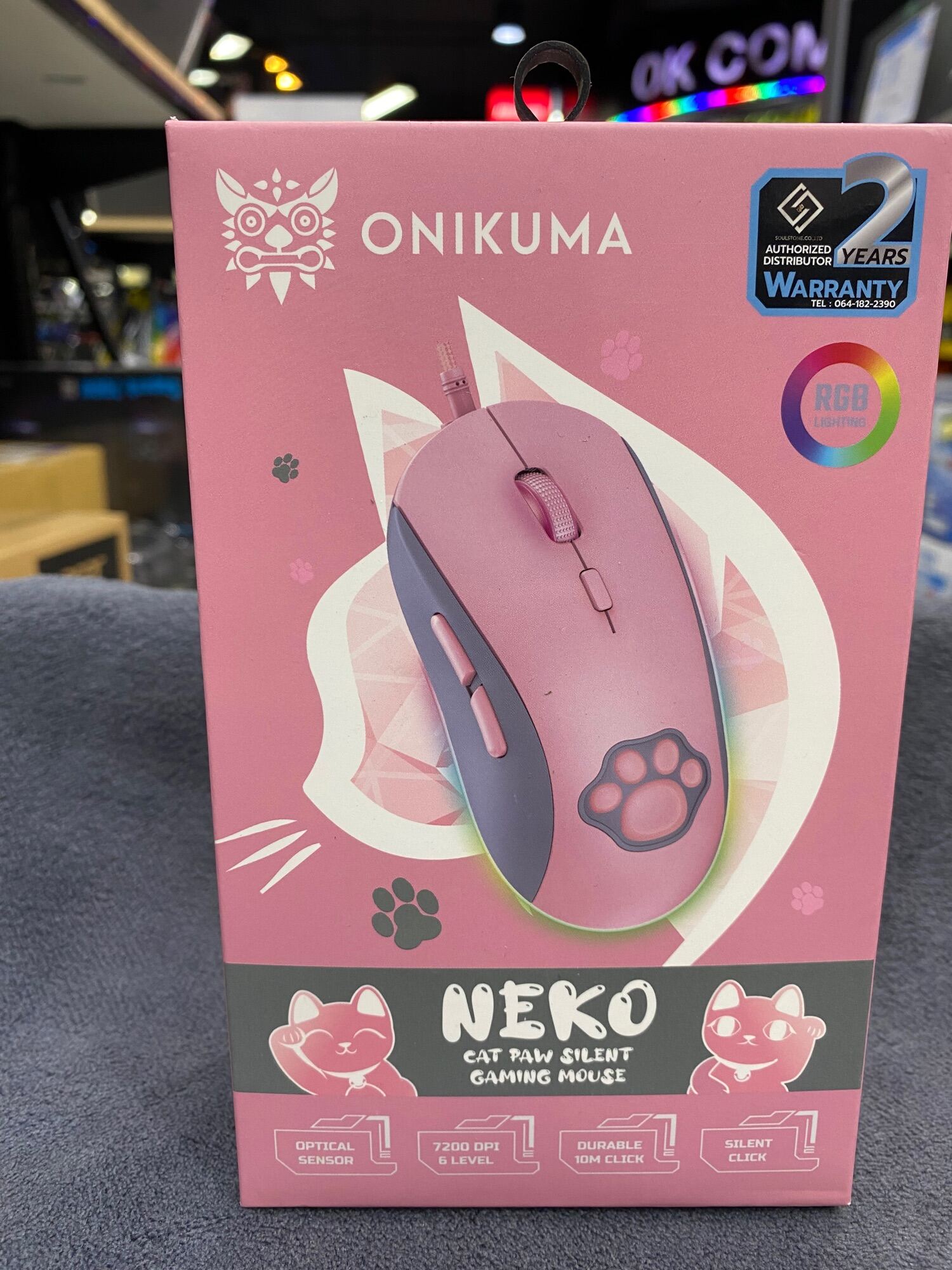 เมาส์ Onikuma Neko Gaming Mouse(White/Pink) | Lazada.co.th