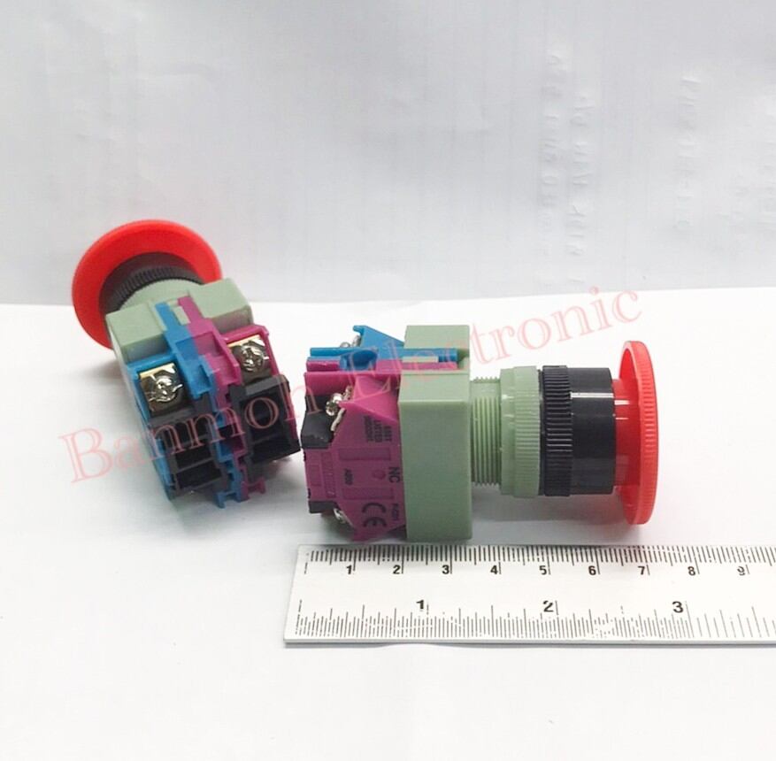 (แพ็ค1ตัว) ABW-411 สวิทช์กดติด-กดดับ สีแดง(Pushbutton Switch) Maintain 1NO 1NC สวิทช์คอลโทล ...