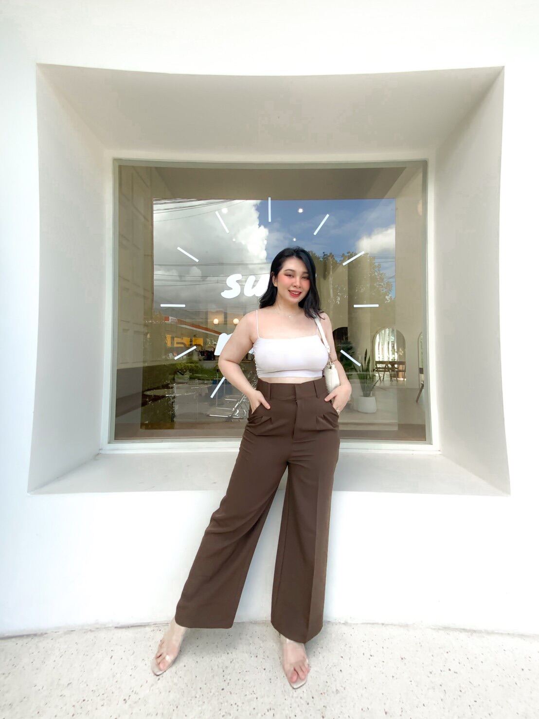 กางเกงกระบอกกลางเอวเรียบ รุ่น T | Lazada.co.th