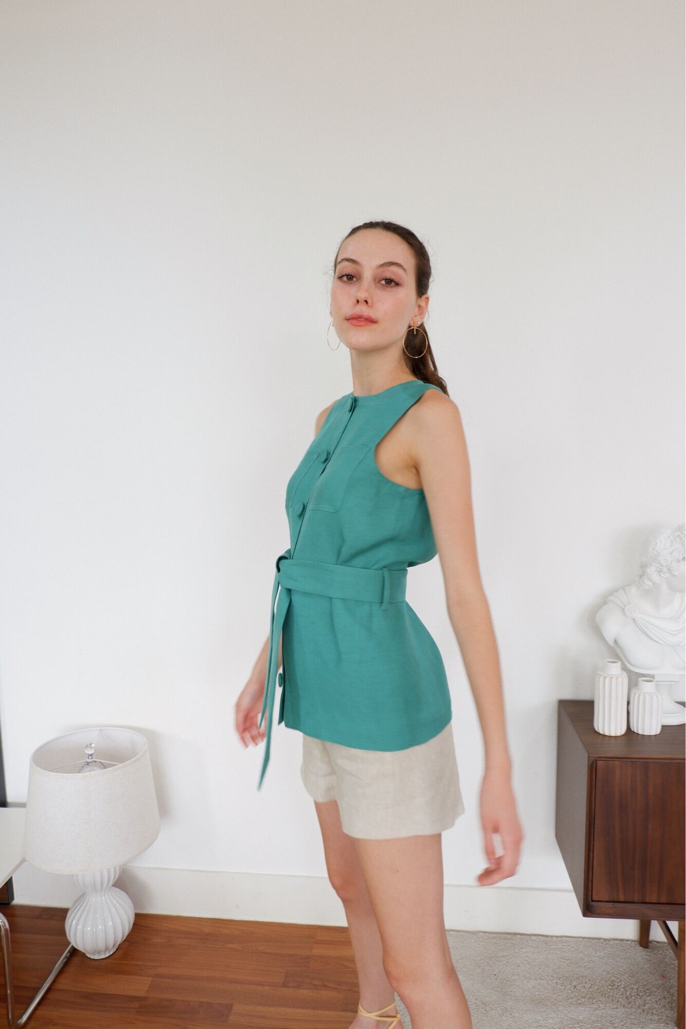 AYA - CAYLA BLOUSE (Green) เสื้อแขนกุดกระดุมหน้า - AYAOUTFIT - ThaiPick