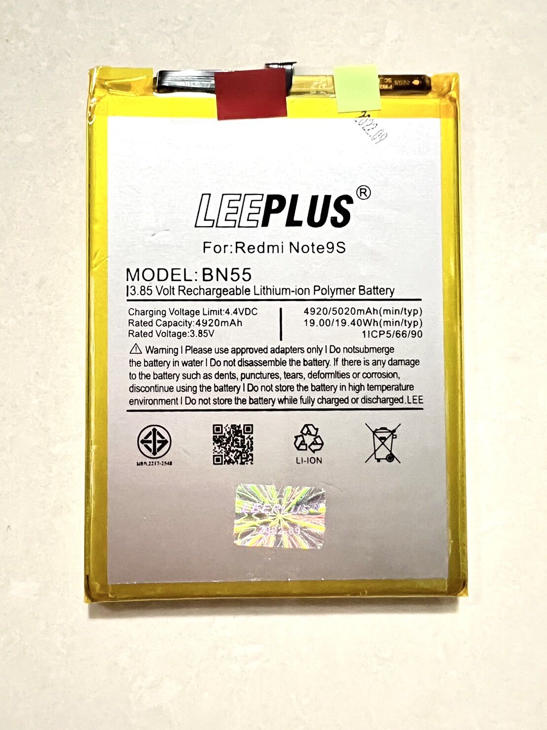 แบตเตอรี่ Xiaomi Redmi Note9s BN55 5020mAh LEEPLUS รับประกัน 1ปี ...