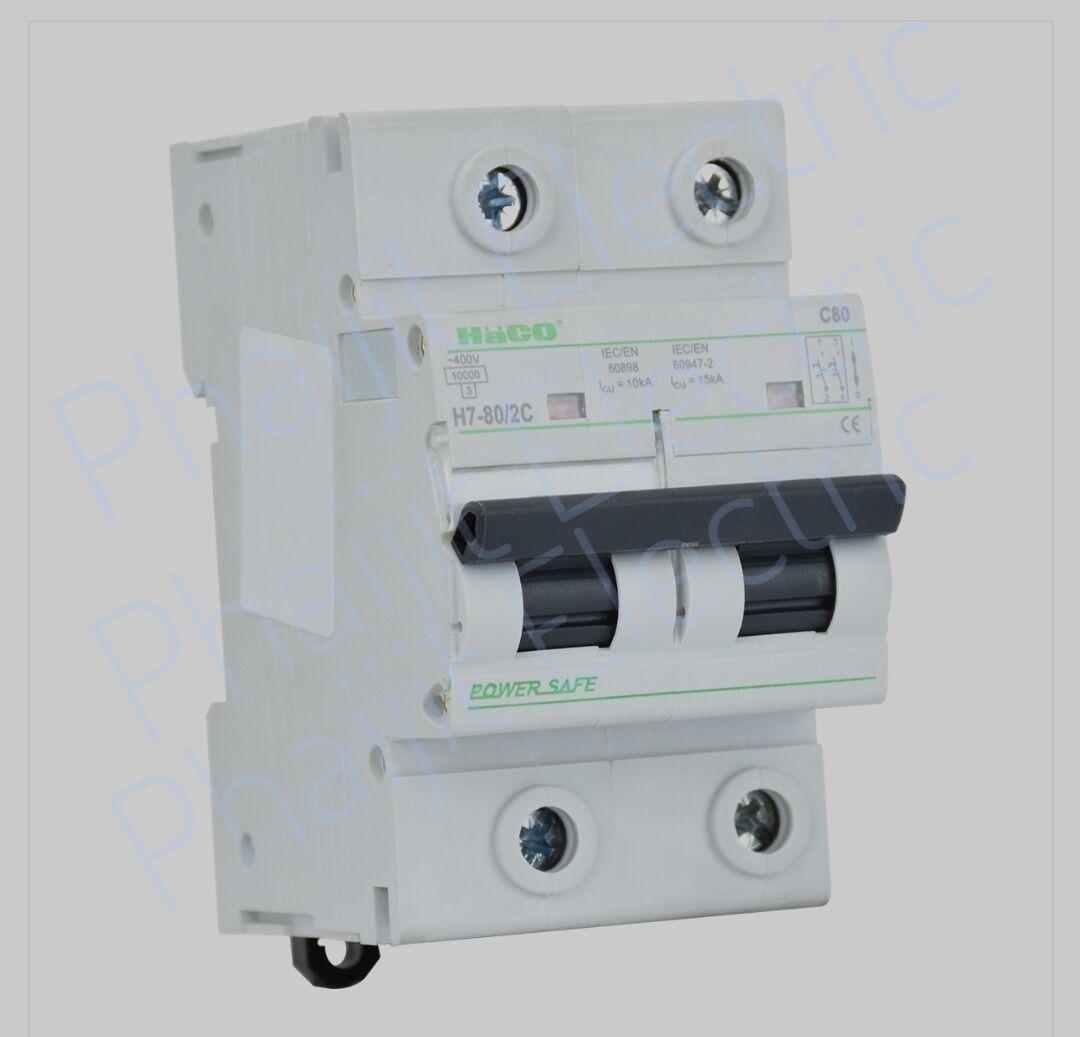 HACO H7-100/2C เมนเซอร์กิต100A MCBs 2P เมนเซอร์กิต 80A 10kA H7-80/2C Miniature Circuit Breaker ...