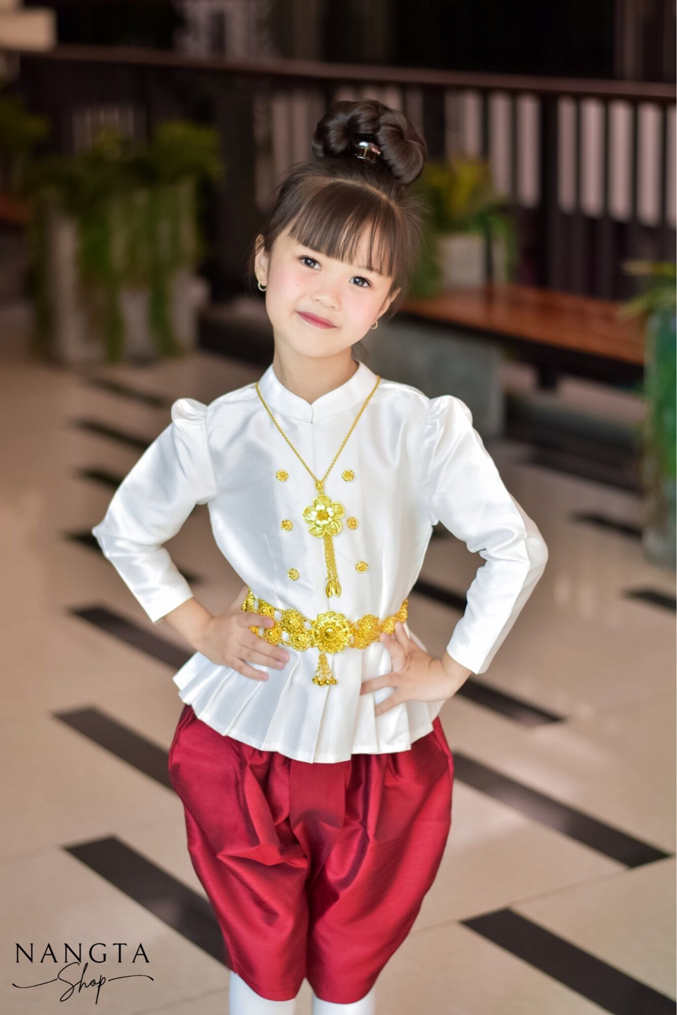 ชุดไทยเด็กผู้หญิง รุ่นแพนเค้ก แถมสร้อยคอ - Nangta Shop นังตา ชุดอาชีพ ...