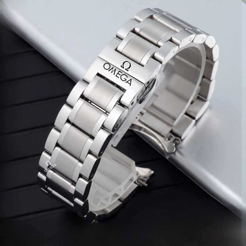 Solid Steel Omega Watch Band สแตนเลสผู้ชาย/ผู้หญิง 20mm Butterfly ตะขอ ...