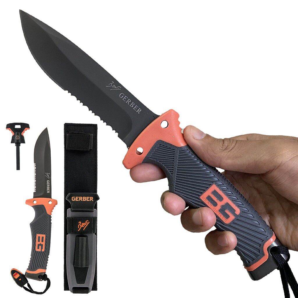 มีดเดินป่า มีดใบตาย GB Ultimate Survival Knife Fine Edge ใบมีดฟันเลื่อย ...