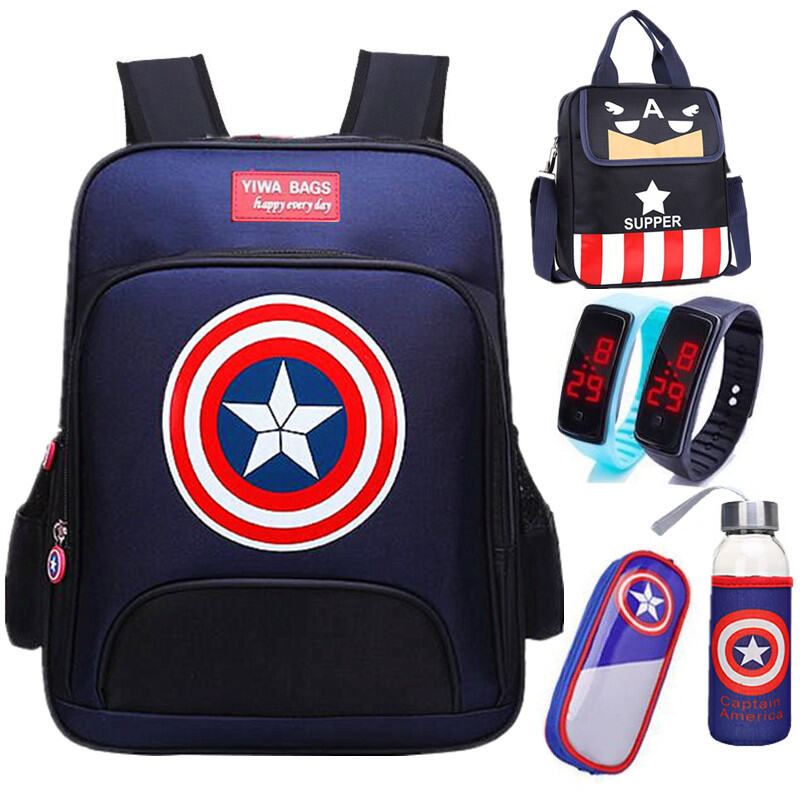 Schoolbag Primary School Student Male Captain America Grade 1-2-3 Boys ...