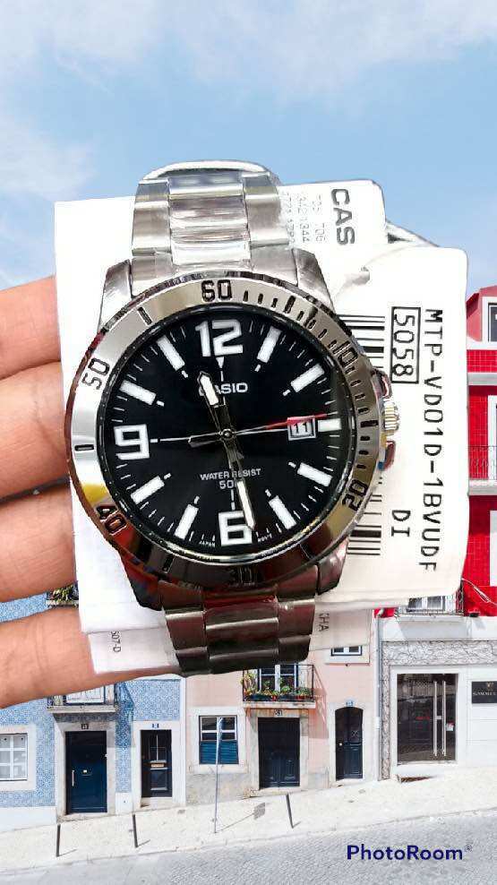 มาใหม่นาฬิกาข้อมือผู้ชาย. MTP-VD01D สายสแตนเลสของแท้มีช่องบอกวันที่ให้ ...